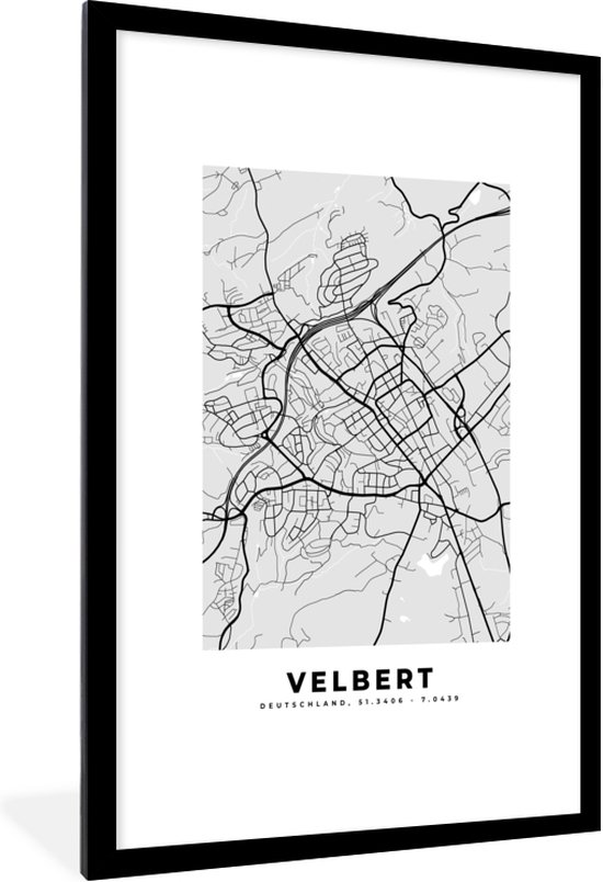 Fotolijst incl. Poster - Plattegrond - Velbert - Kaart - Stadskaart ...