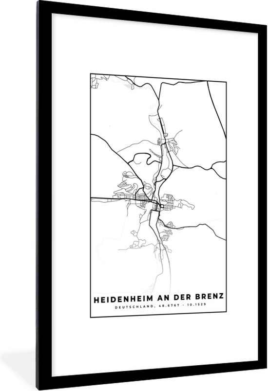 Fotolijst incl. Poster - Heidenheim an der Brenz - Plattegrond - Kaart ...