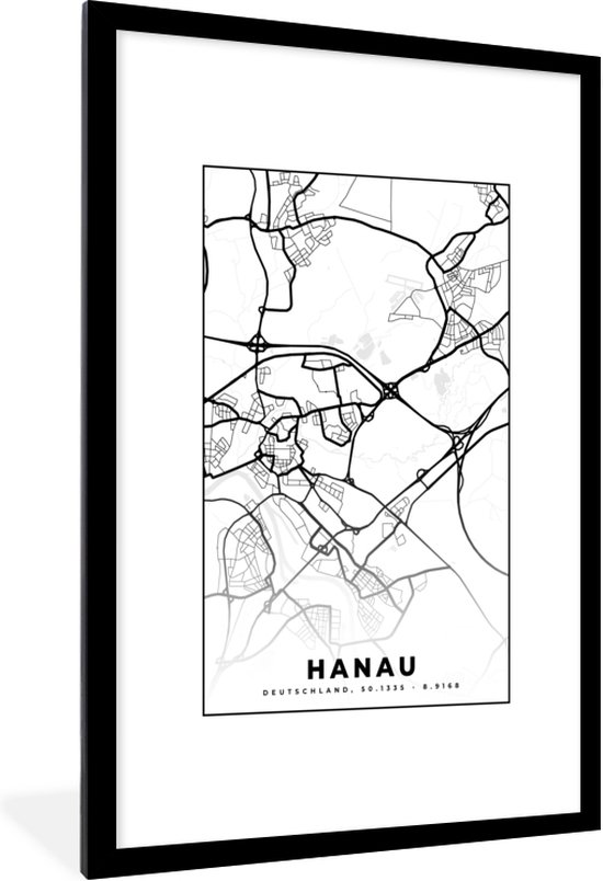 Fotolijst incl. Poster - Stadskaart - Plattegrond - Hanau - Kaart ...