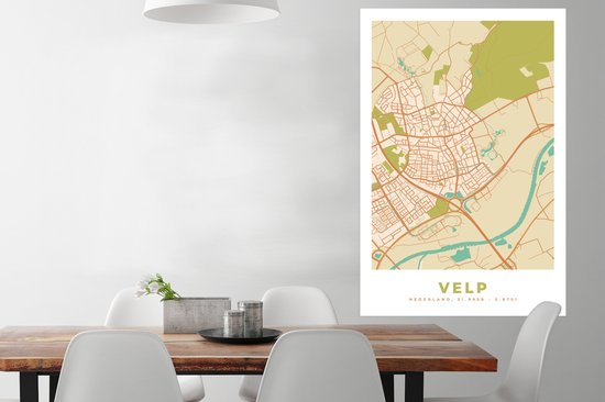 Poster Velp - Kaart - Plattegrond - Stadskaart - 80x120 cm | bol.com