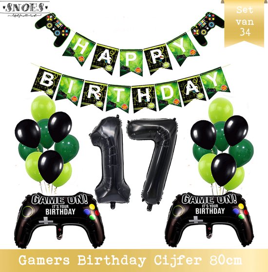 Cijfer Ballon 17 - Game Gamers Birthday Mega Ballon Pakket - Nummer ...