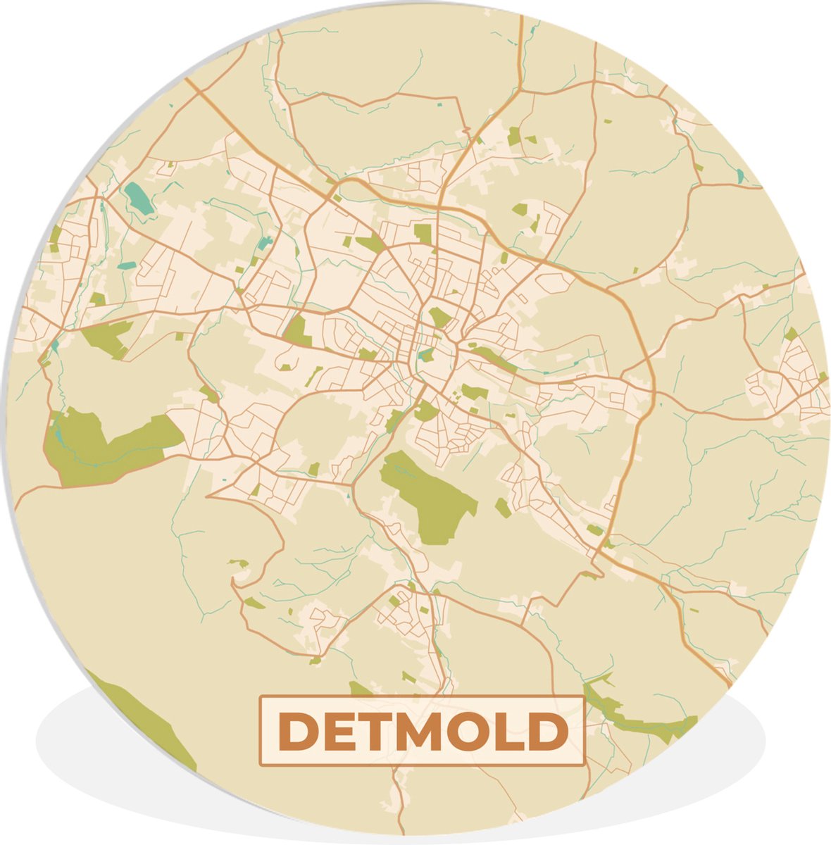 Wall Circle - Wall Circle Indoor - City Map - Detmold - Vintage - Map ...