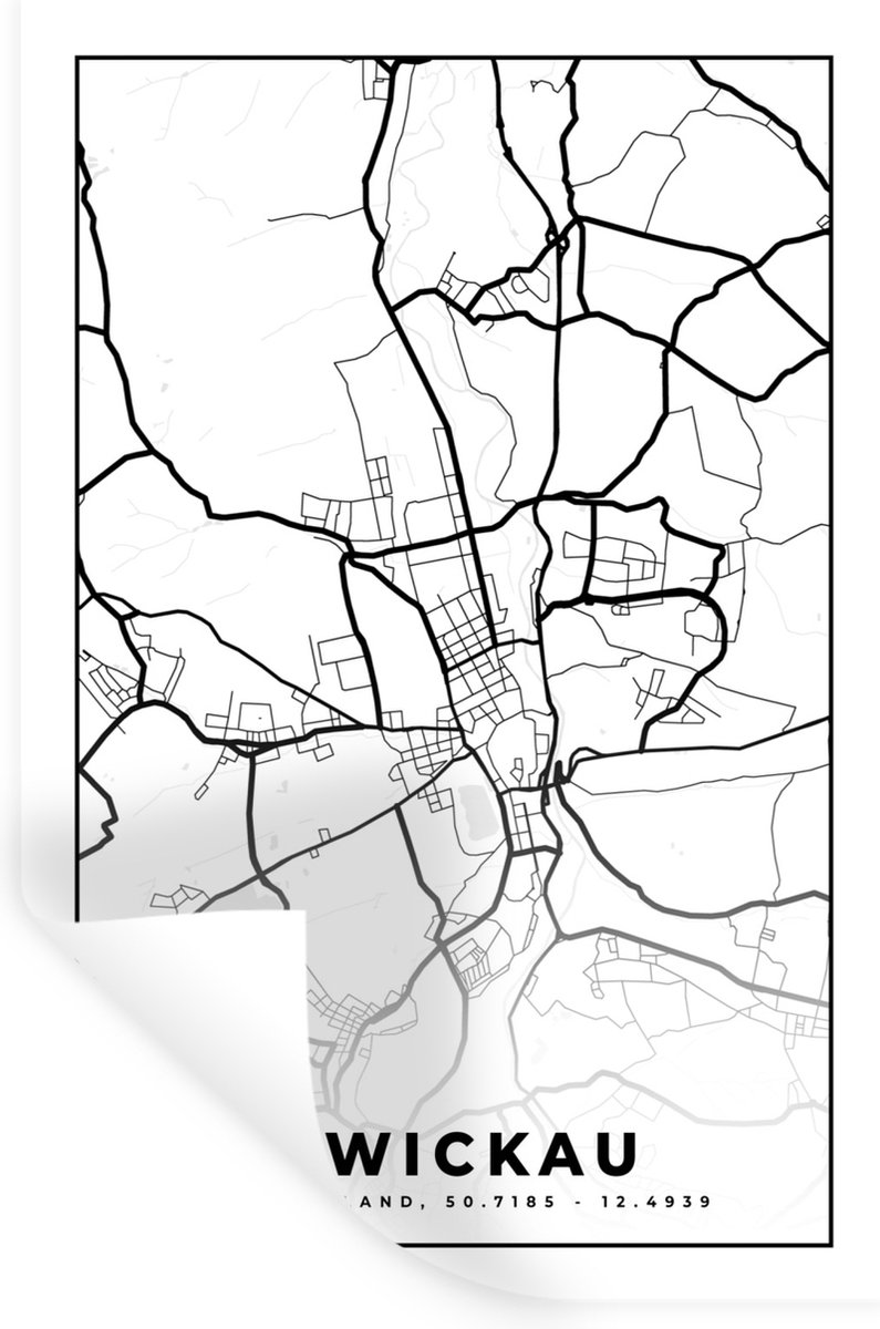 Stickers muraux - Zwickau - Carte - Carte - Plan de la ville - 80x120 ...