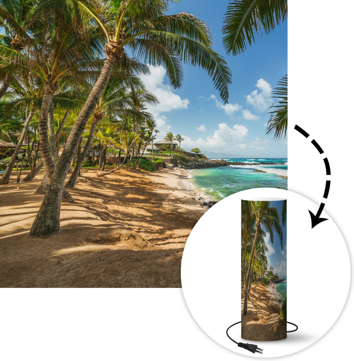 Lampe La plage exotique de Kuau Cove située à Hawaï - 60 cm de haut ...