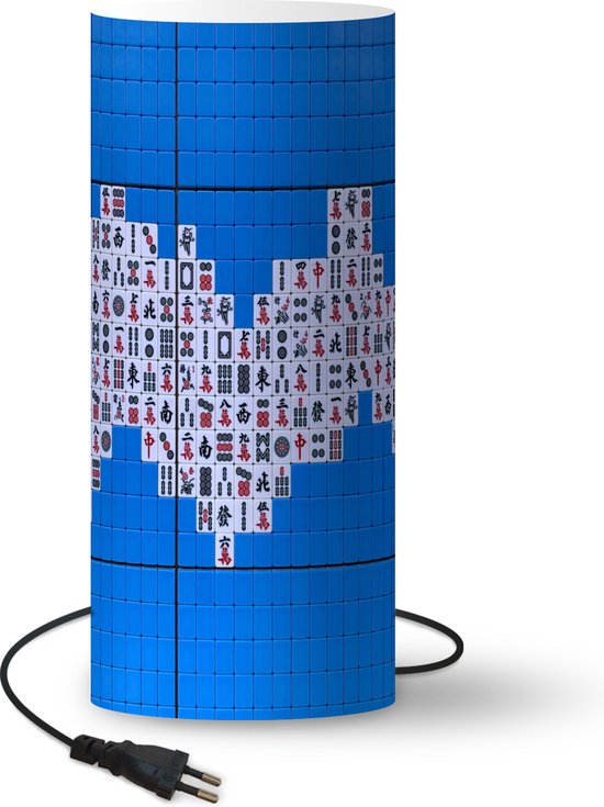 Lampe Mahjong - Carreaux de Mahjong chinois sur fond bleu - 54 cm de ...