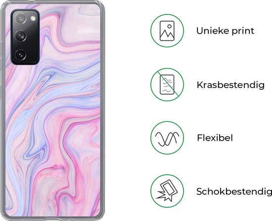 Telefoonhoesje Geschikt voor Samsung Galaxy S20 FE hoesje - Marmer print - Kleuren -... | bol