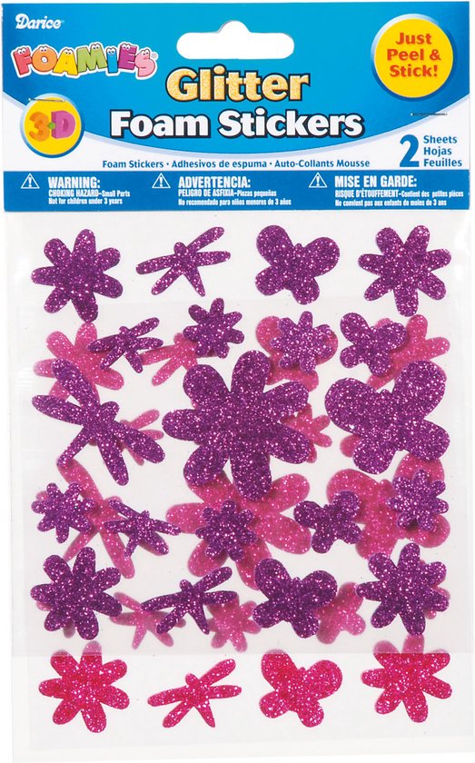Darice Glitter foam stickers flowers bugs | bol.com