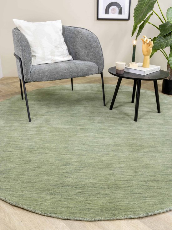 Vloerkleed MOMO Rugs Panorama Uni Rond Green Vloerkleed - 250 rond ...