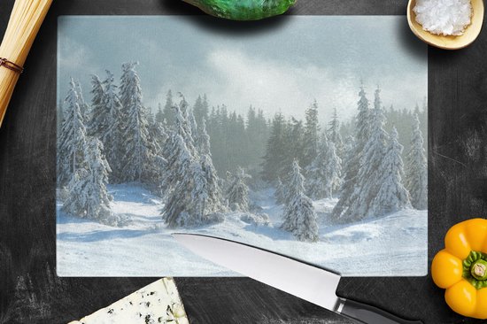 Planche à découper en Verres - 39x28 - Forêt - Neige - Hiver - Planches ...