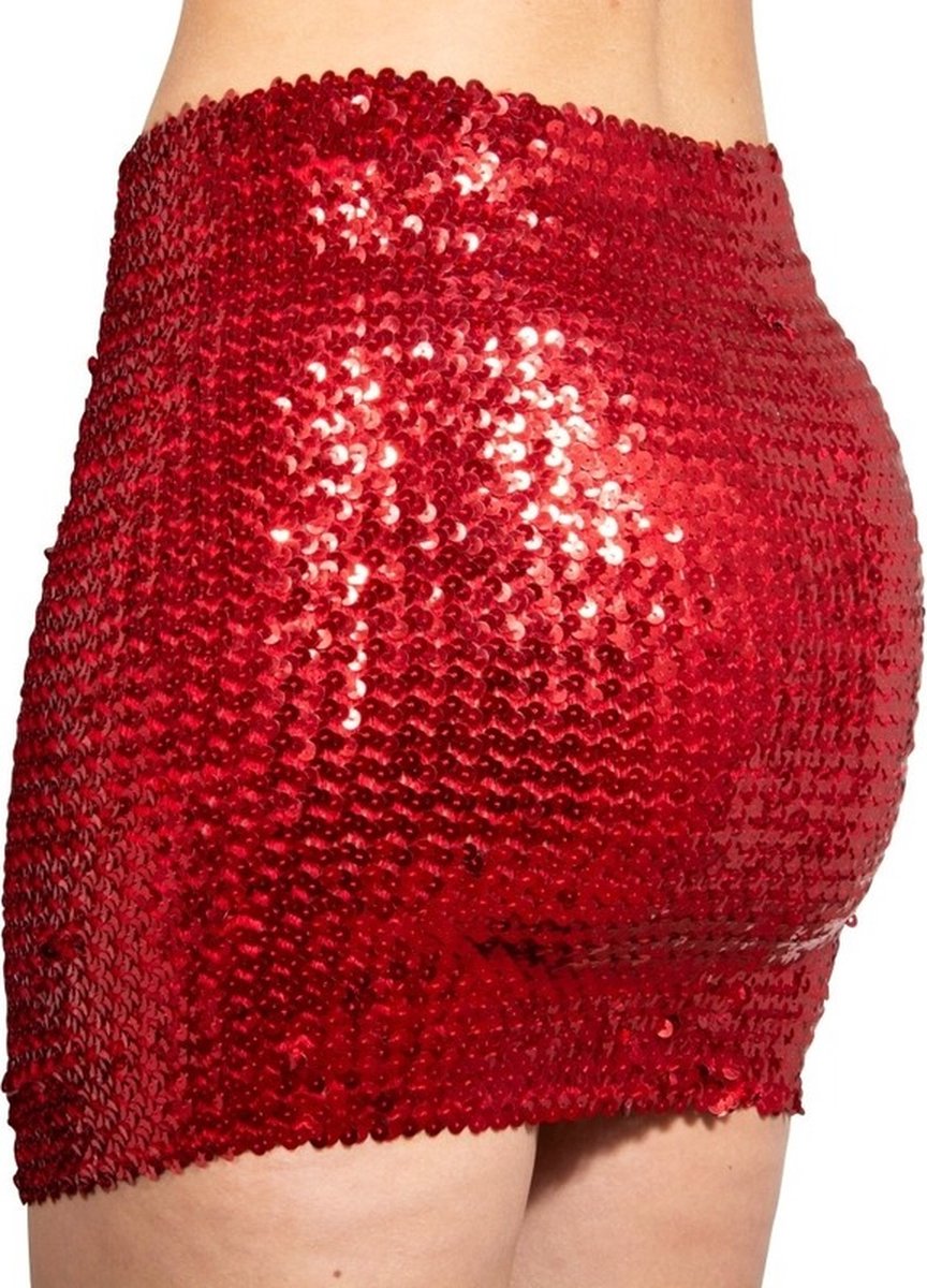 Rode glitter pailletten disco rokje dames | bol.com
