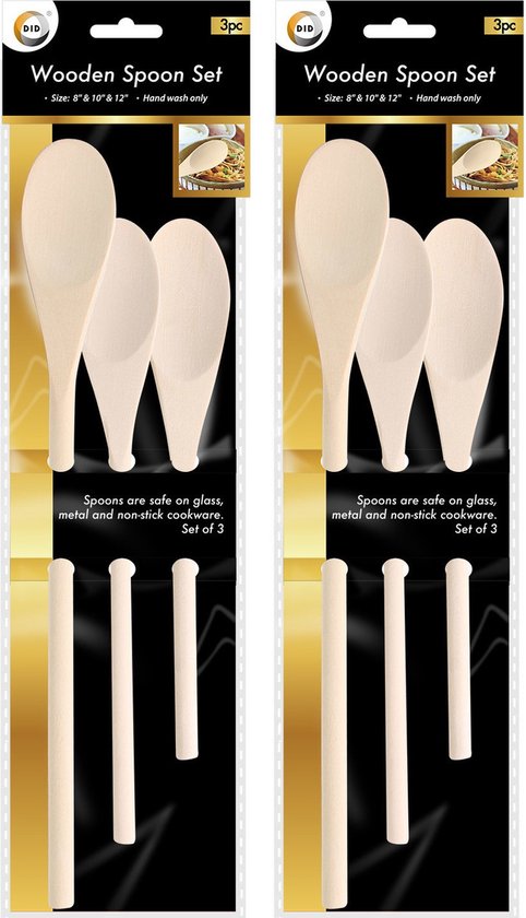 DID Pollepels set - 6x stuks - hout - verschillende lengtes - houten ...