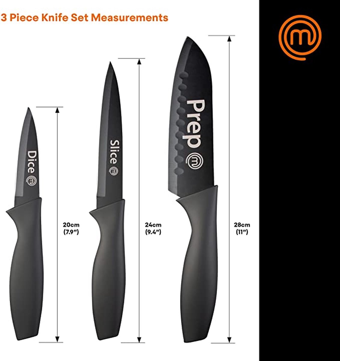 MasterChef Set de 3 Couteaux de cuisine professionnels Extra Sharp en ...