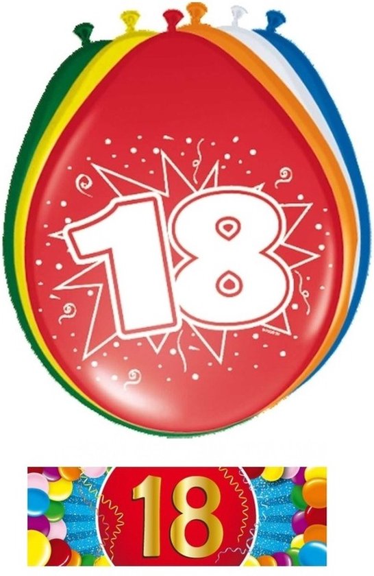 Ballonnen 18 jaar van 30 cm 16 stuks + gratis sticker | bol