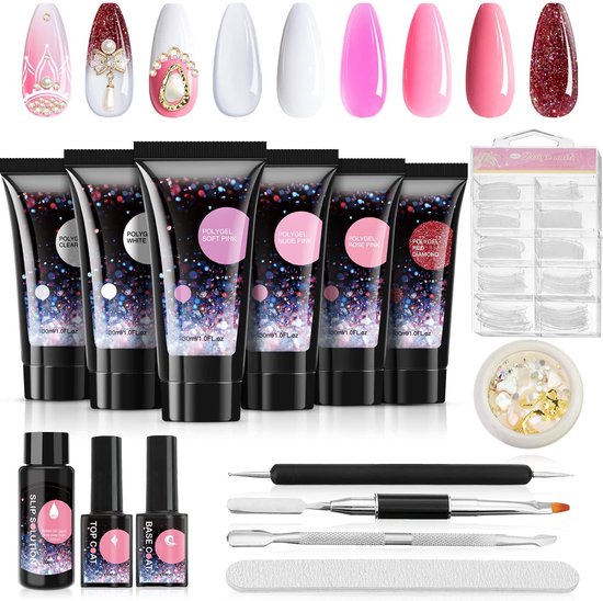 Polygel Set - 6 Kleuren 30ml - Nagels Set - Polygel Starter Set ...