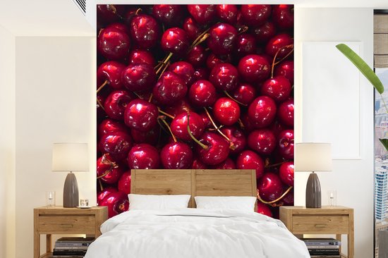 Behang - Fotobehang Kersen - Rood - Fruit - Breedte 165 cm x hoogte 220 ...