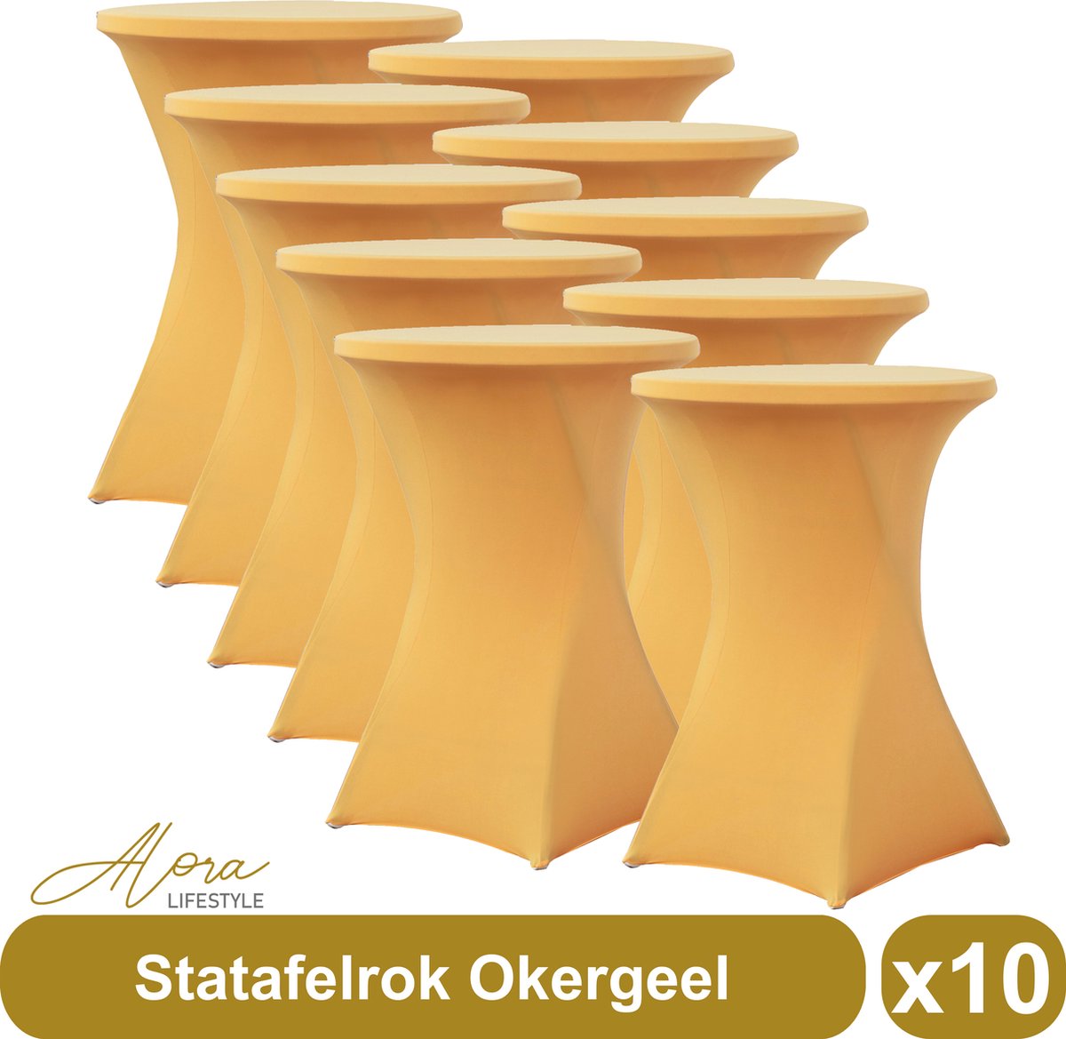 Statafelrok okergeel 80 cm - per 10 - partytafel - Alora tafelrok voor statafel -... | bol.com