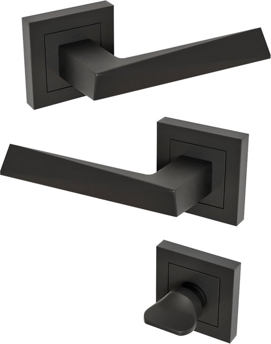 Deurklink - Ceraxo Elina - Deurbeslag - Deurkruk met WC/Badkamer Rozet - Mat Zwart -... | bol.com