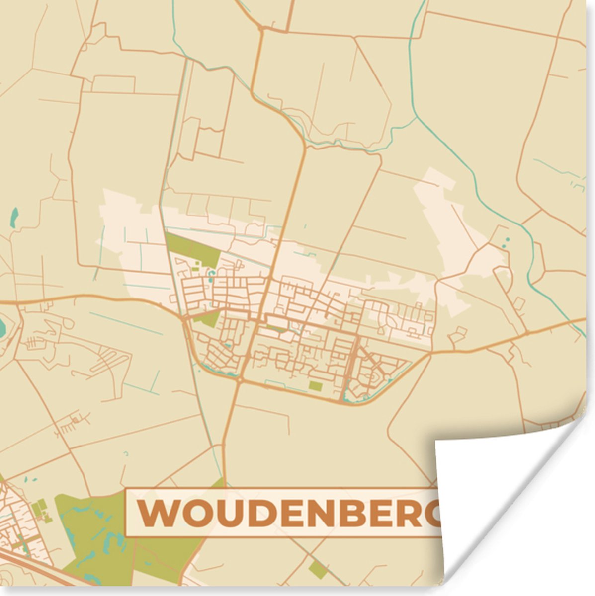 Poster Woudenberg - Stadskaart - Kaart - Plattegrond - 30x30 cm | bol.com
