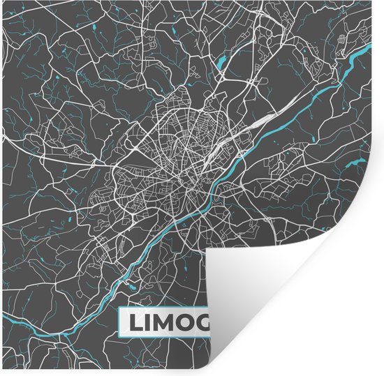 Muurstickers - Sticker Folie - Limoges - Frankrijk - Kaart - Stadskaart ...