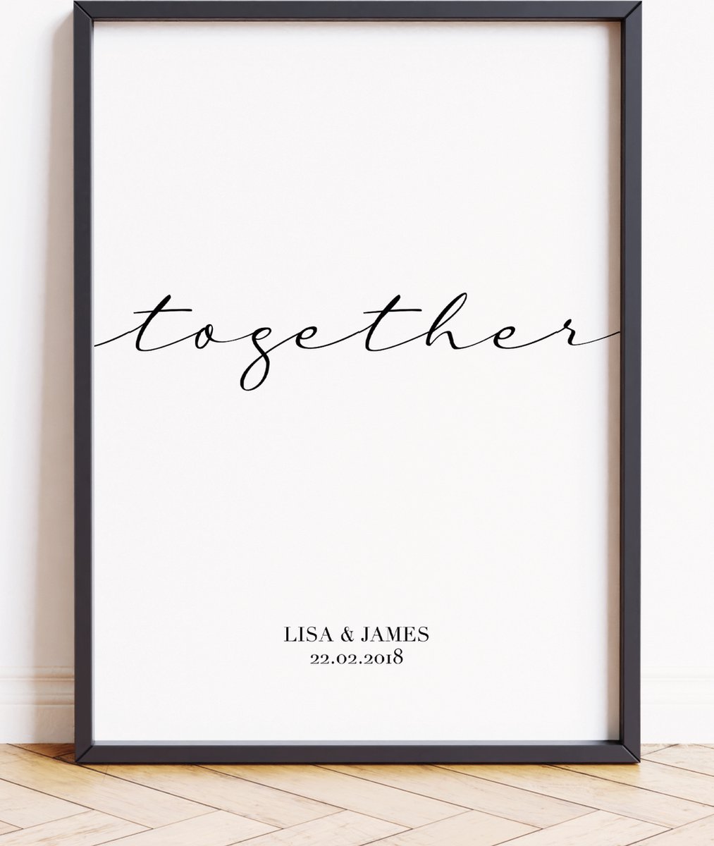 TOGETHER POSTER (40 x 50 cm) | Gepersonaliseerd met datum ...