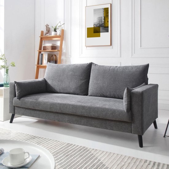 sofa bank 3 zits moka grijs | bol