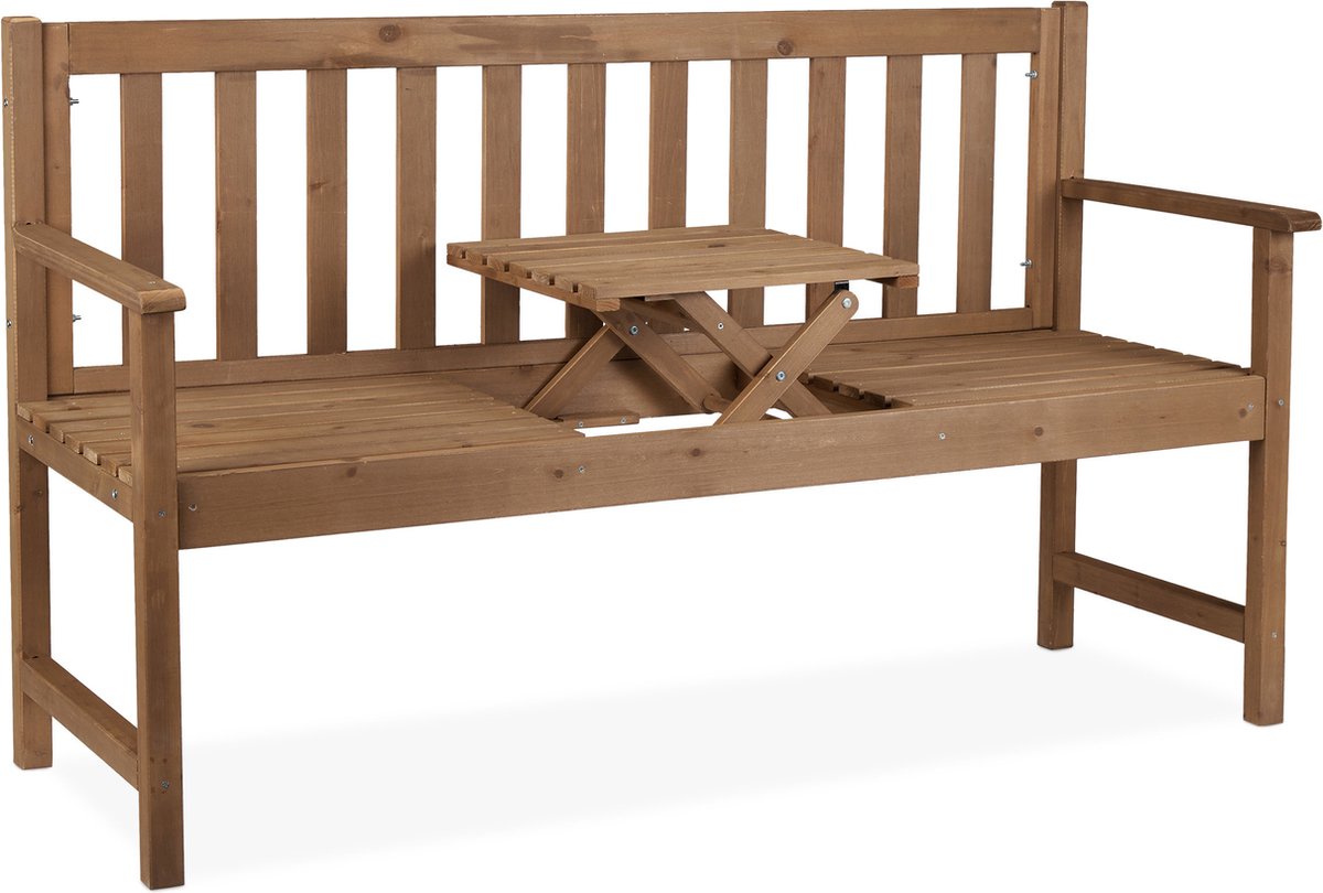 Relaxdays tuinbank met tafel - buitenbank 3 personen - zitbank buiten ...