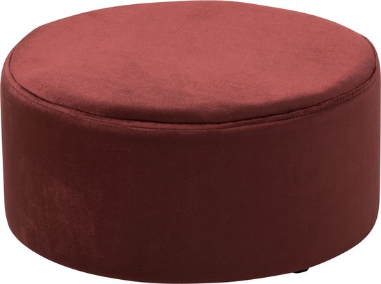 J-Line Poef Rond Velours Bordeaux set van 1 stuks | bol