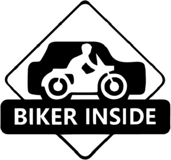 Biker inside road sign sticker voor op de auto - Auto stickers - Auto ...
