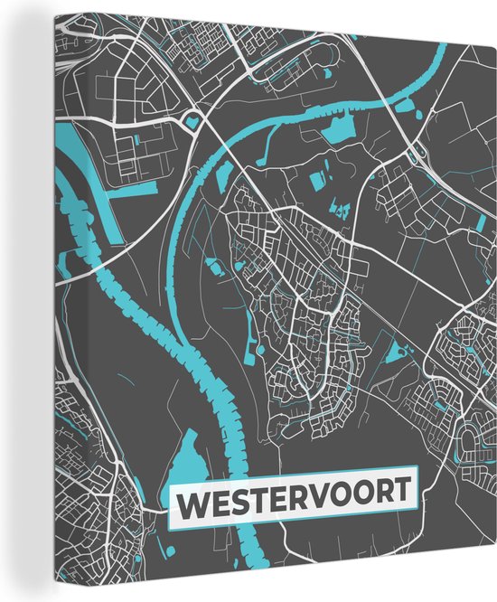 Canvas Schilderij Plattegrond - Kaart - Westervoort - Stadskaart ...