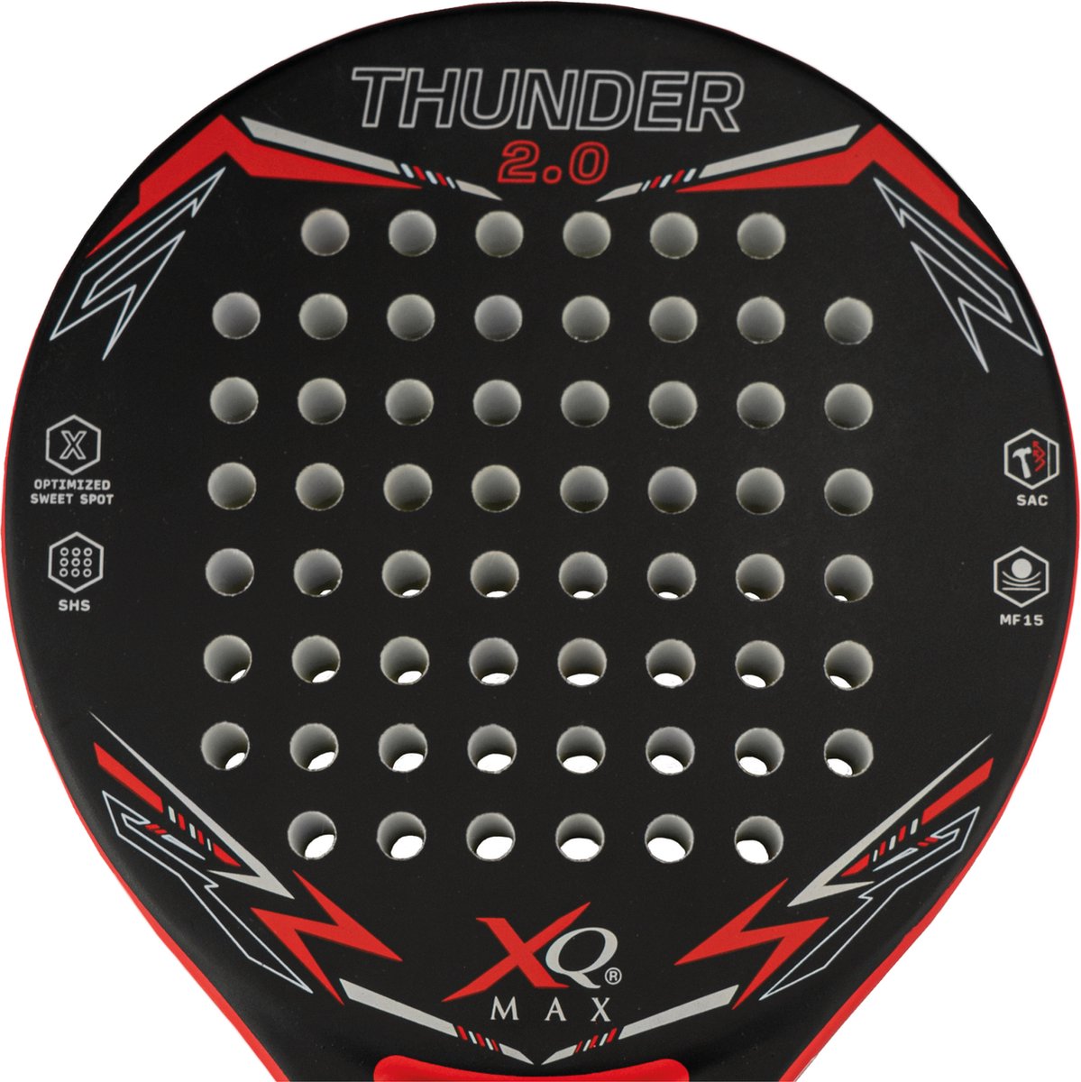 Padelracket Thunder 2.0 - Padel Racket Rond - Zwart & Rood | bol.com