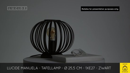 Lucide MANUELA Tafellamp - Ø 25 cm - 1xE27 - Zwart | bol.com