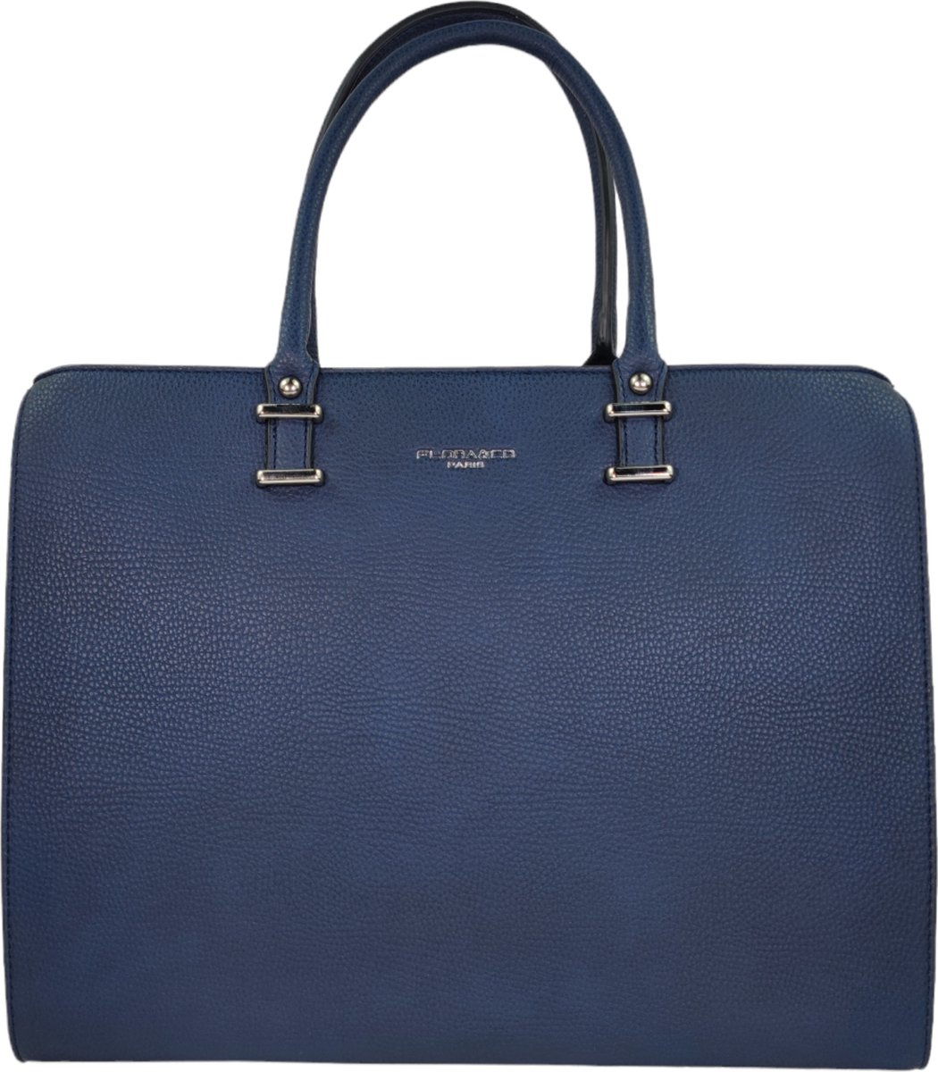 Flora & Co hand/schoudertas blauw geschikt voor A4 mappen extra breed ...