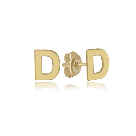 Letter D Gold Plated Initial Oorknoppen Zilveren (zilvergehalte 925 ...