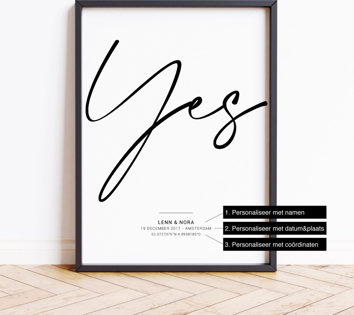 YES POSTER (A4 - 21 X 29,7 cm) | Gepersonaliseerd met datum ...