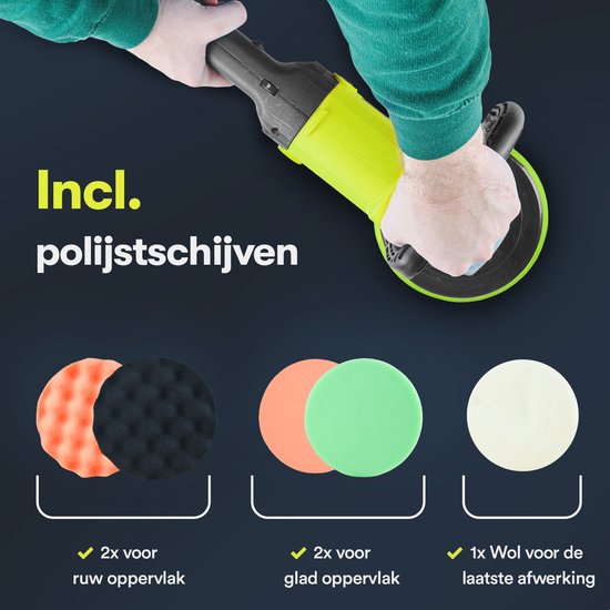 Qumax Polijstmachine – Poetsmachine Incl. 4 Polijstschijven – Krachtige ...