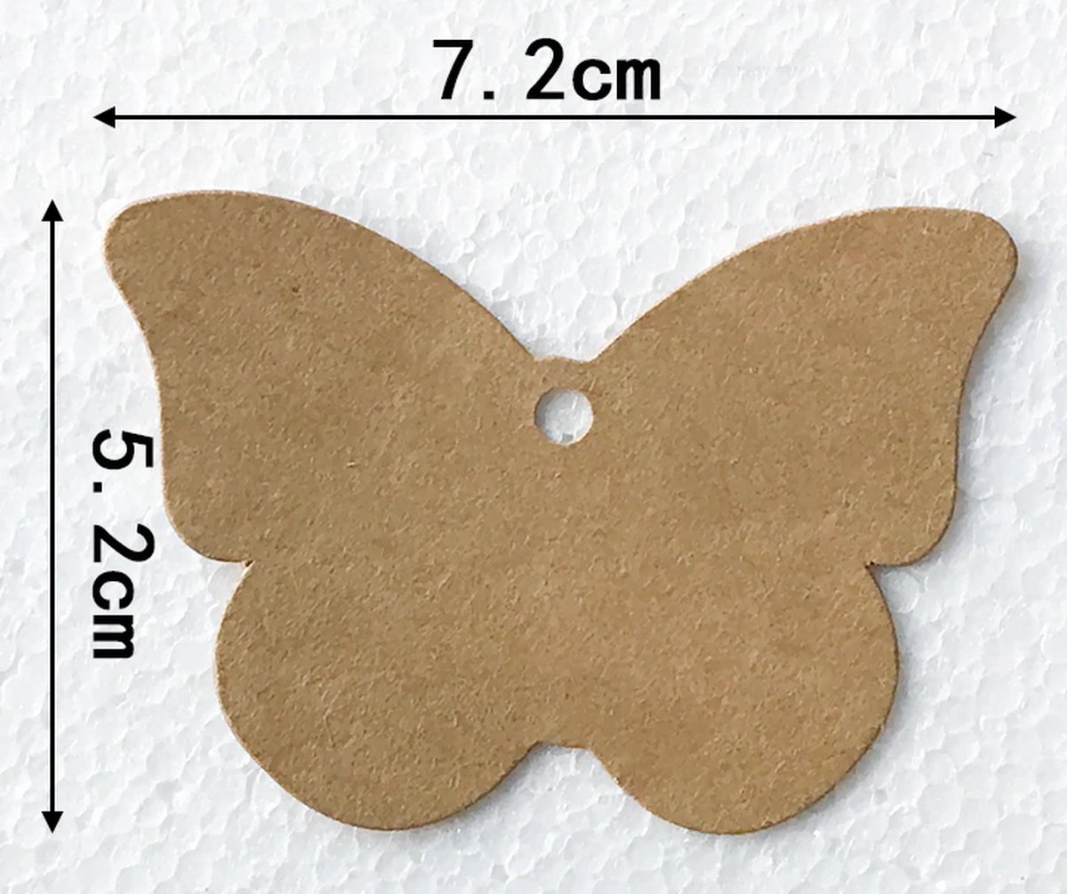 FISKA - 50x Cadeaulabel Vlinder - Kraftpapier Label Vlinder - Label ...