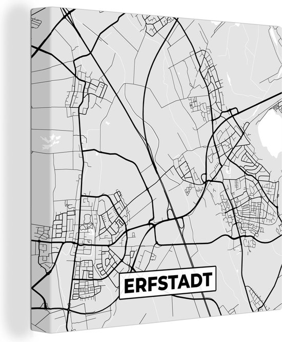 Canvas Schilderij Stadskaart - Erfstadt - Kaart - Duitsland ...