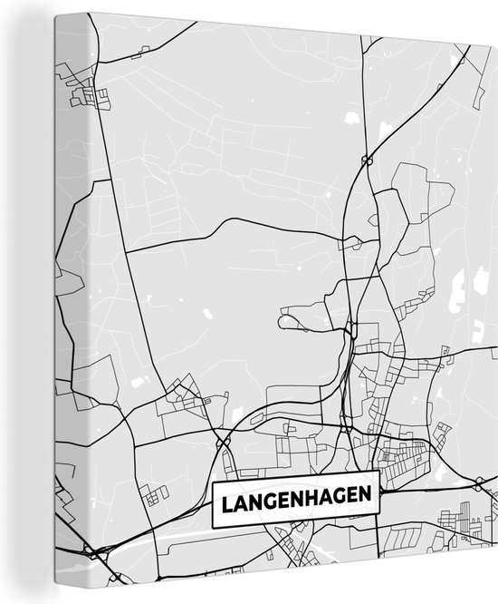Canvas Schilderij Duitsland - Plattegrond - Langenhagen - Stadskaart ...