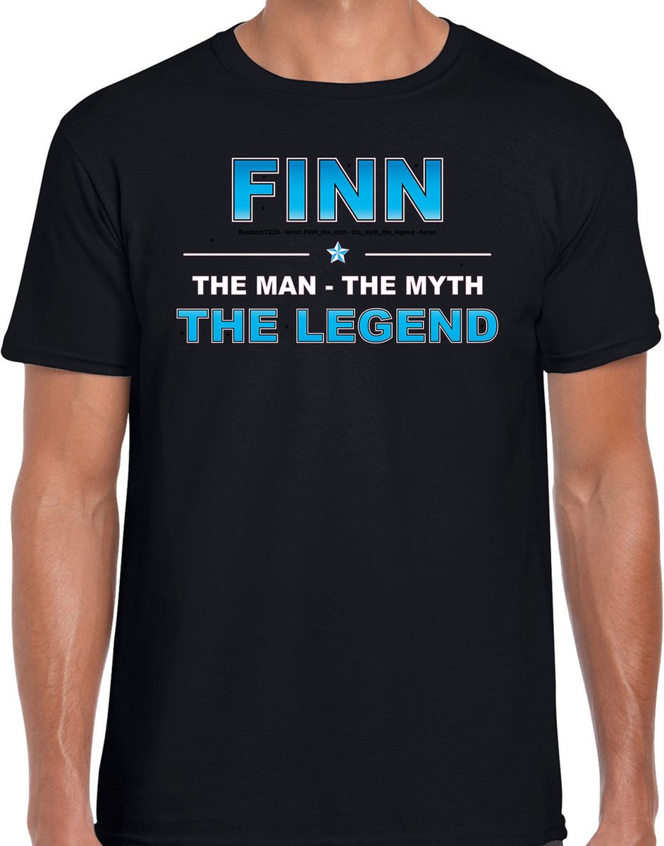 Naam cadeau Finn - The man, The myth the legend t-shirt zwart voor ...