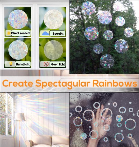 Raamsticker - Zon en cirkels - Suncatcher - Rainbow - Raamdecoratie ...