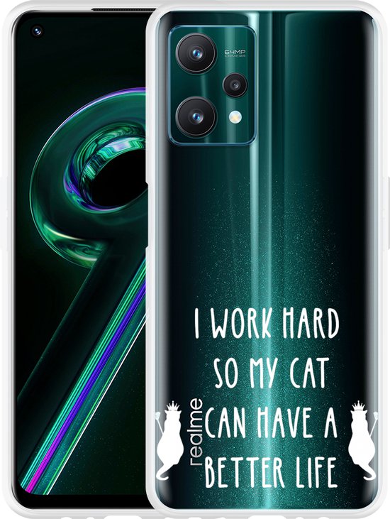 Realme 9 Pro+ Hoesje Royalty Cat - wit - Designed by Cazy | bol