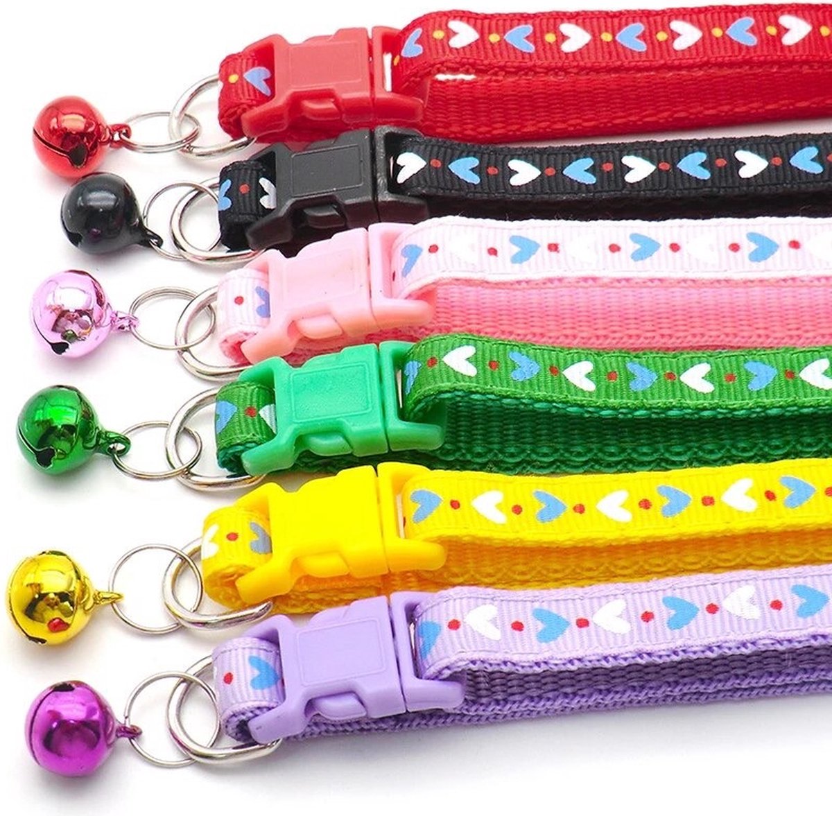 Consumerce® Premium Dierenhalsband met Harten Print en Belletje Roze | 19-33cm... | bol.com