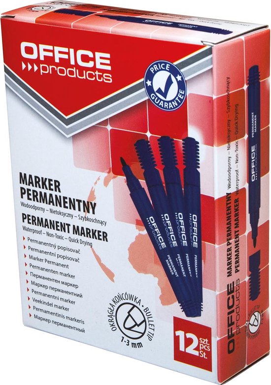 OFFICE products permanent marker 1-3 mm, rond, blauw 12 stuks | bol