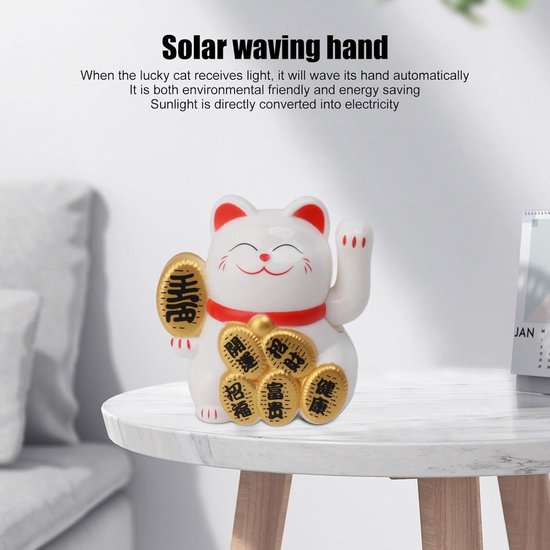 Lucky Cat Waving Cat Feng Shui Solar Powered Cute Swing - Good Luck ...
