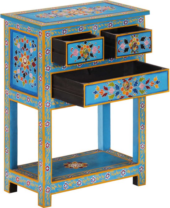 vidaXL Dressoir - Massief Mangohout - Turquoise - 55x30x76cm Dressoir ...