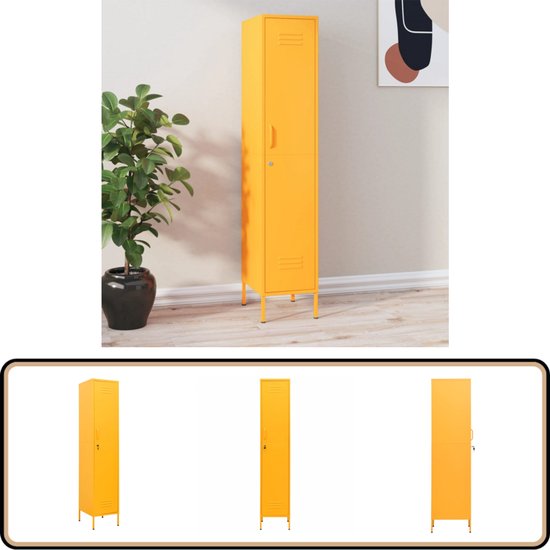 vidaXL Lockerkast staal mosterdgeel 35x46x180 cm Lockerkast ...