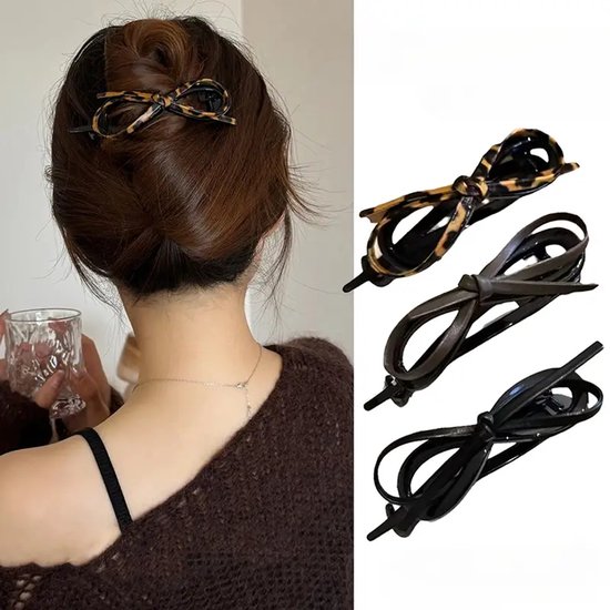 FA-VE Platte Haarklem met Strik - Platte Haarclip - Haarklem - Franse ...