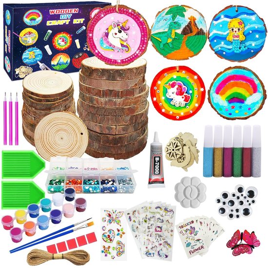 Knutseldoos Zelfmaakset- houten schijven set(24 PCS houten ...