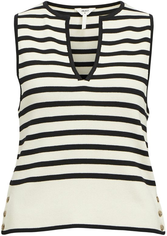 Object Top Objviva Re S/l Knit Top 138 23046427 Sandshell/black Dames ...