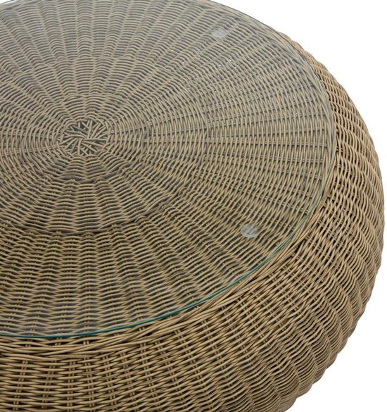 Vente-unique Tuinsalontafel van donker naturelkleurig gevlochten hars ...